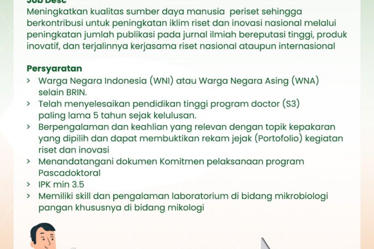 [Beasiswa Post-Doctoral 2023] Post-Doctoral Program di BRIN Bidang Mikrobiologi Pangan - Solusi ...