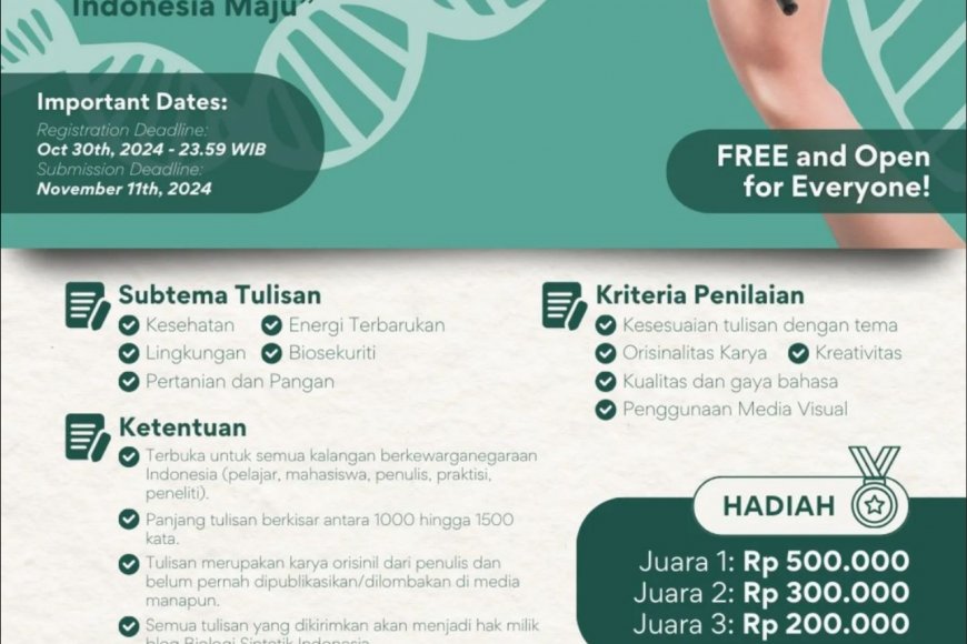 [30 Oktober 2024] Synbio Blog Competition 2024 - Solusi Riset